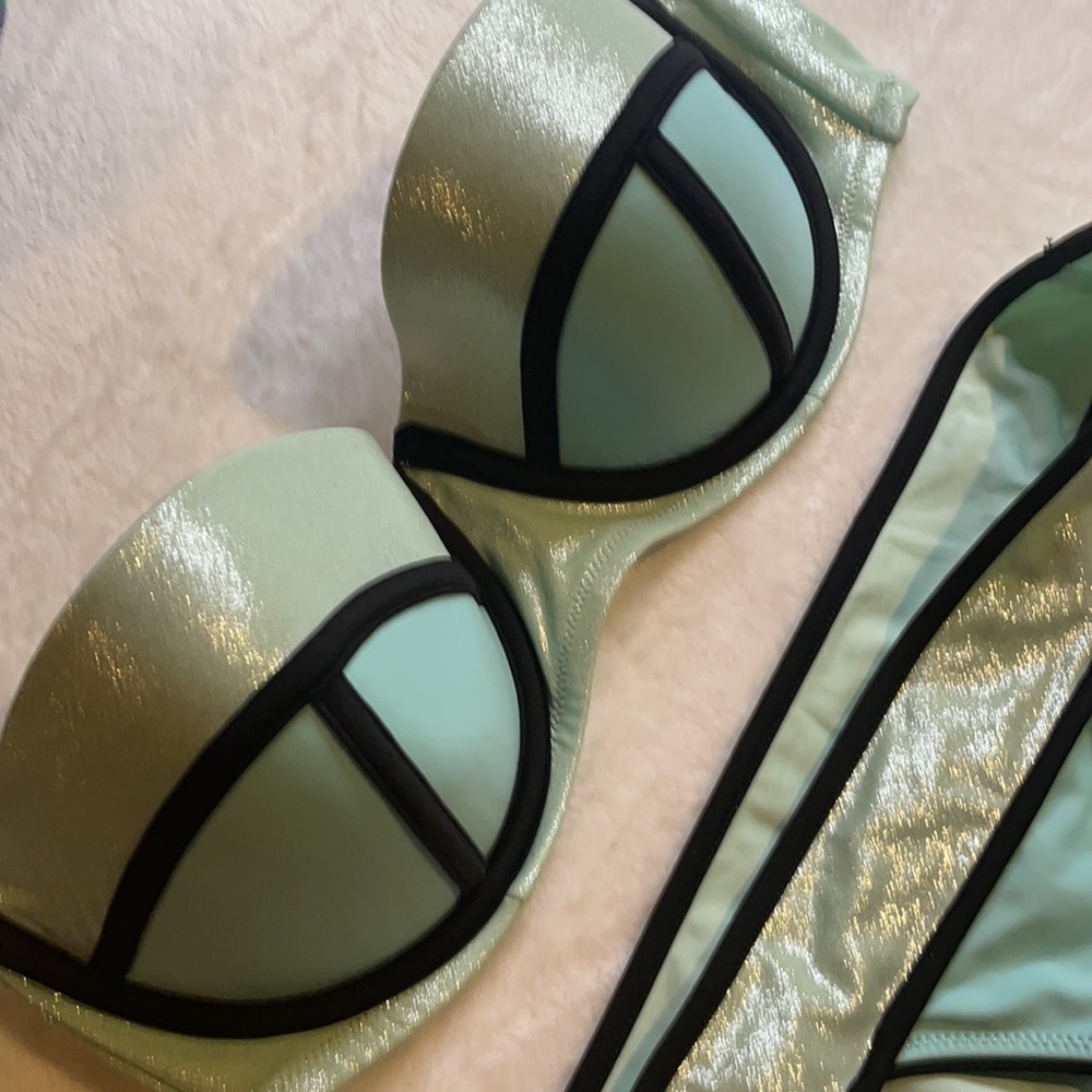 Aqua Shimmer Victoria's Secret Retro Bikini 34d/S - Gem